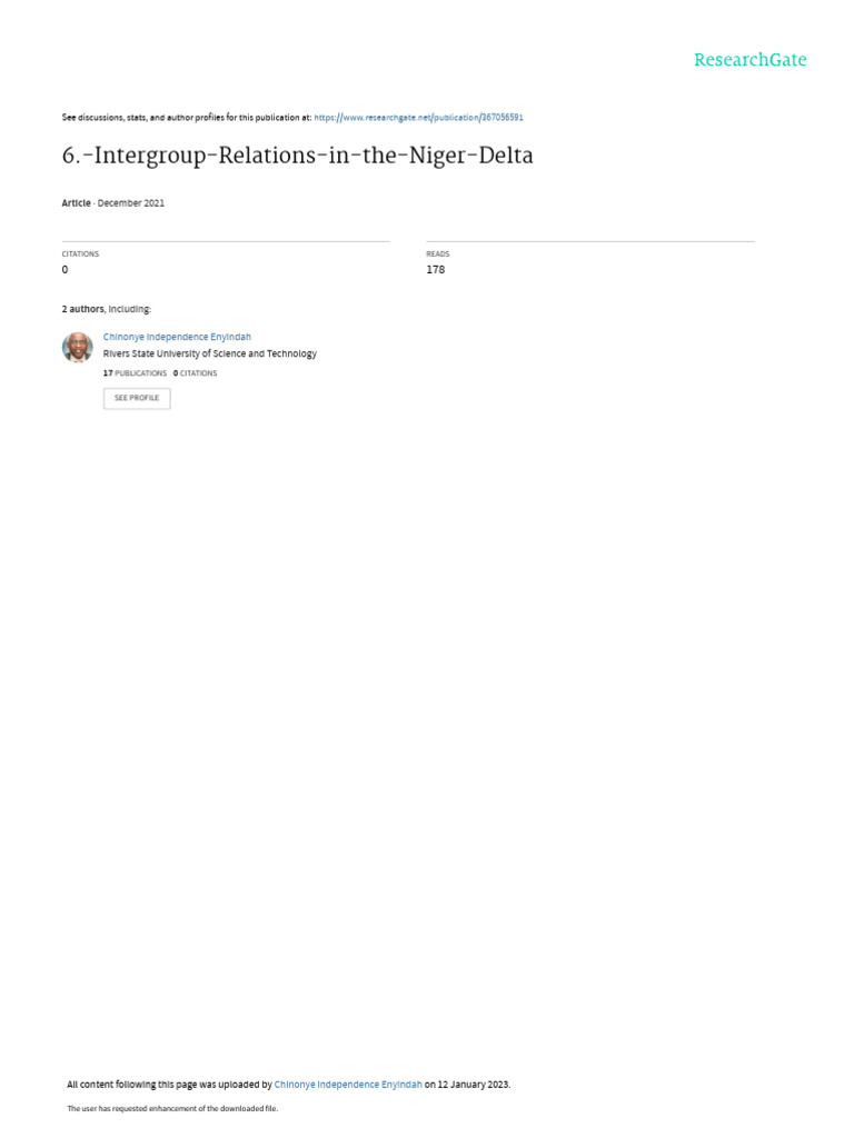 Intergroup Relations in The Niger Delta | PDF | Igbo People