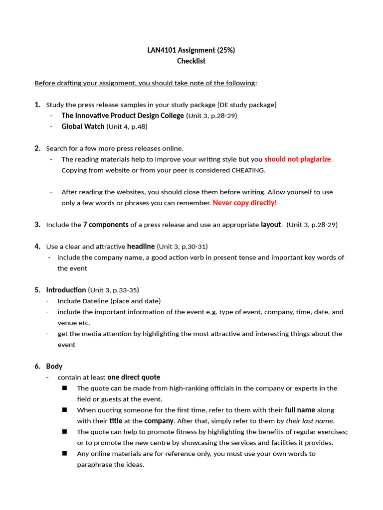 LAN4101 Assignment Checklist 2024 | PDF | Grammatical Tense | Syntax
