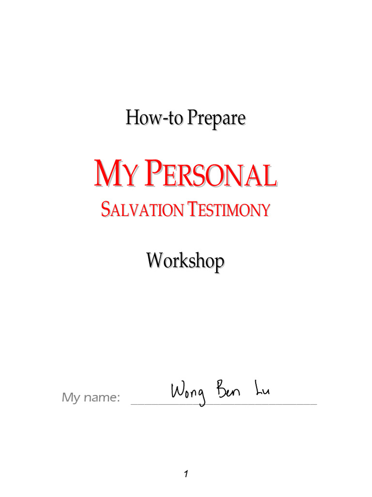 02 Personal Testimony Worksheet (A4) | PDF | Jesus | Testimony
