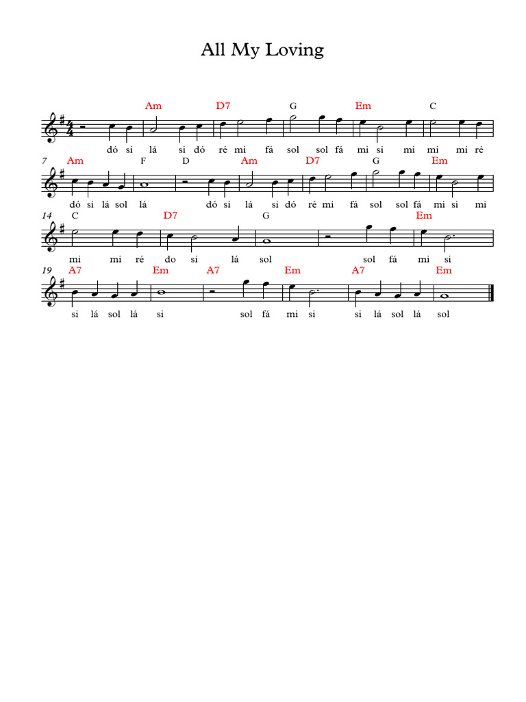 All My Loving - Partitura Completa | PDF