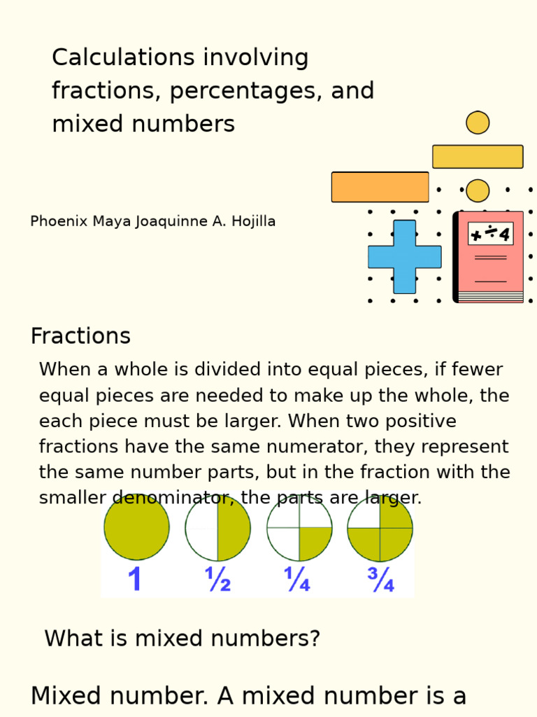 Calculations Involving Fractions, Percentages, and Mixed Numbers | PDF