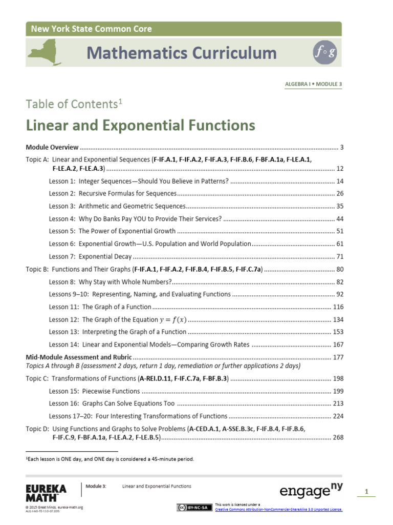 Algebra i m3 Teacher Materials | PDF | Function (Mathematics) | Equations