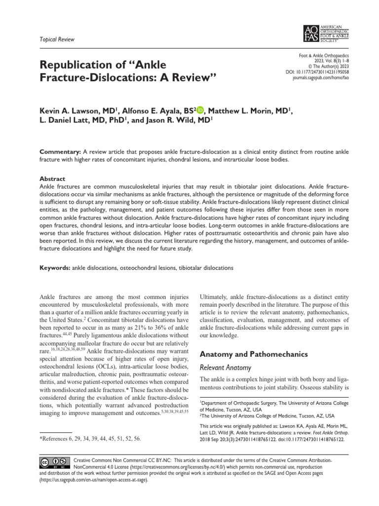 Ankle Fracture Dislocations A Review | PDF | Ankle | Injury