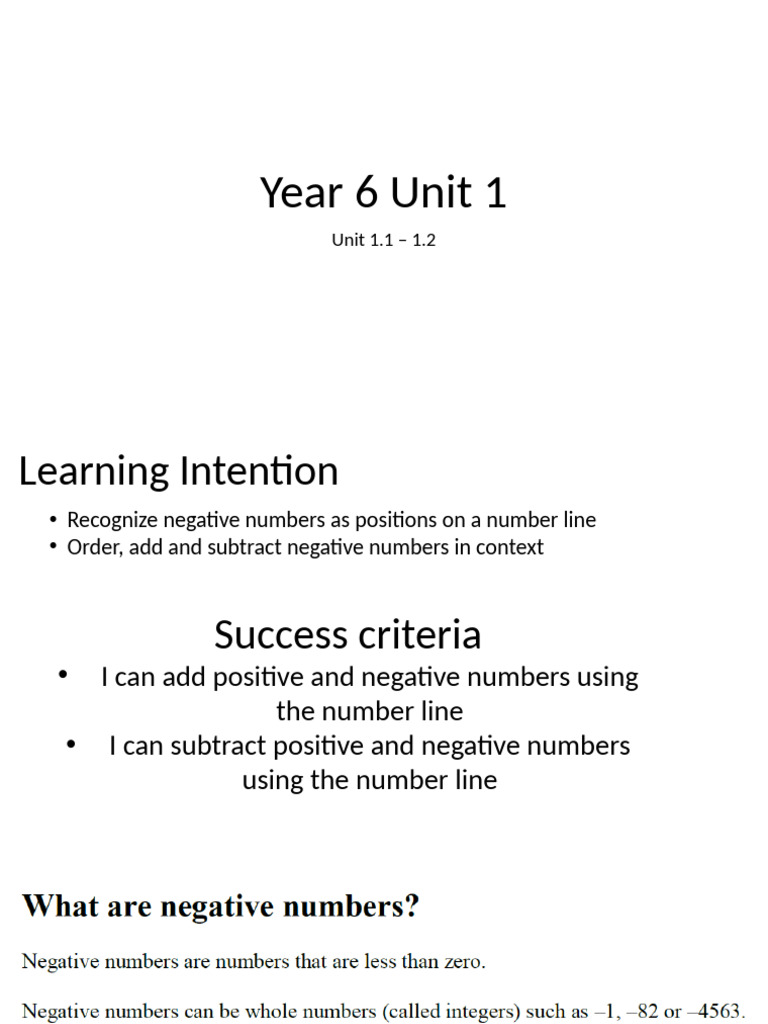 Year 6 Unit 1.1 - 1.2 - Lesson1 | PDF