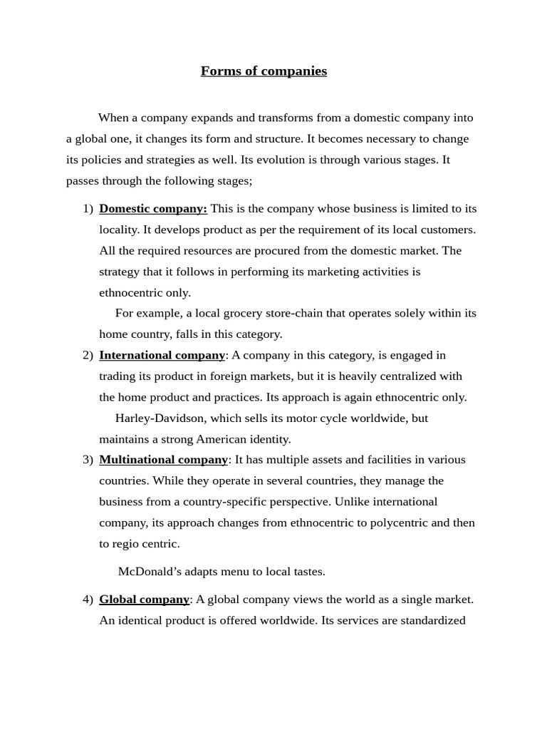 Forms of Companies | PDF | Business | Law