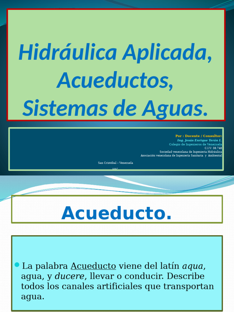 Hidráulica Aplicada, Acueductos, Sistemas de Aguas OK | PDF | Agua subterránea | Hidrología