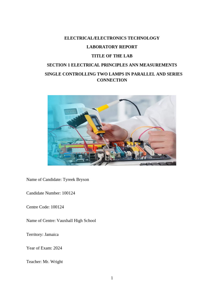 Electrical Tech Sba Lab Report | PDF | Series And Parallel Circuits ...