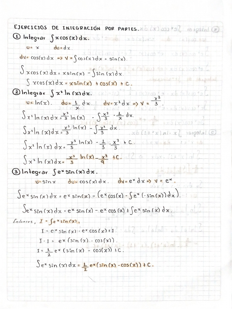 Ejercicios de Integración Por Partes. | PDF