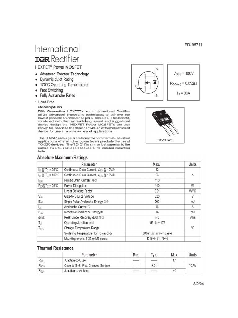 Infineon IRFP140N DataSheet v01 01 en | PDF | Private Law