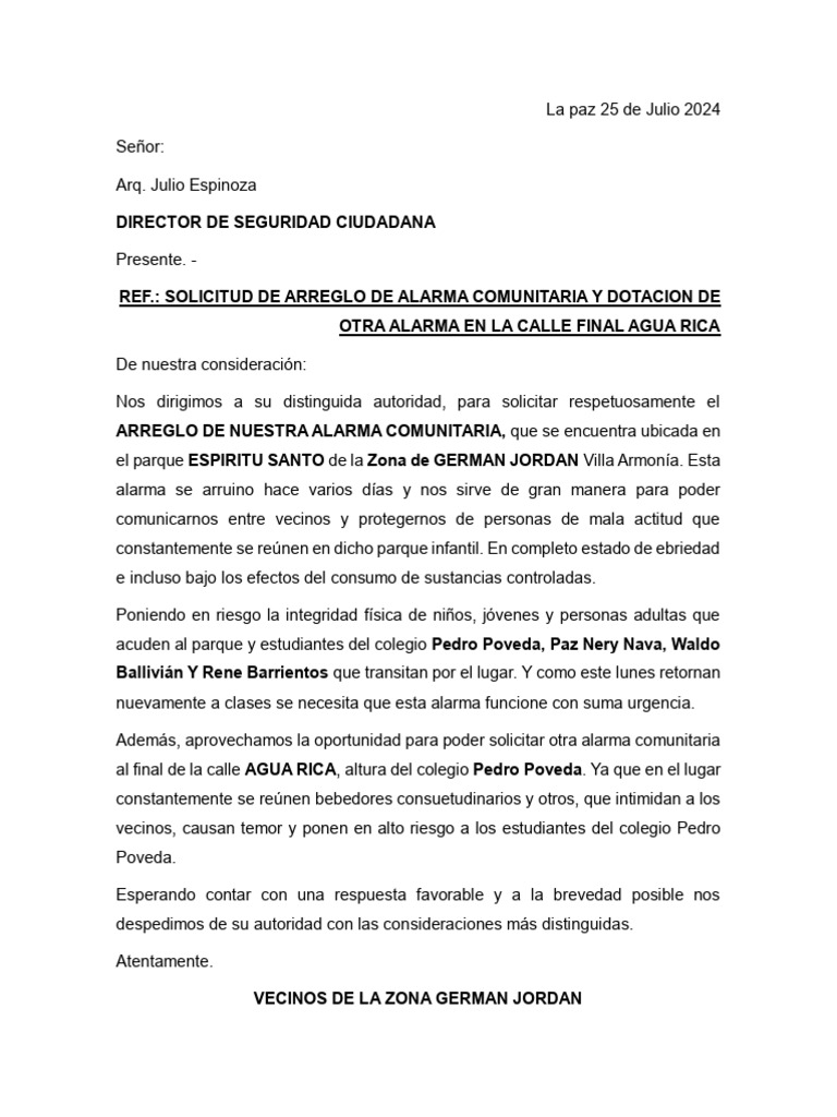 Carta Alarma | PDF