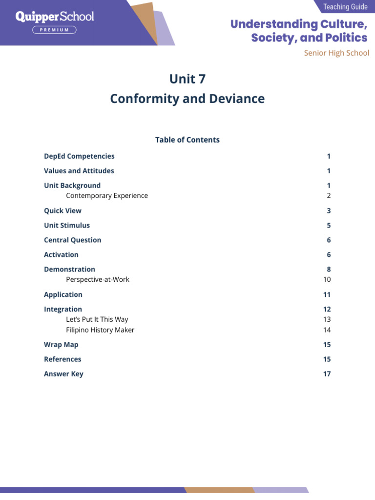 UCSP 11 - 12 Q1 07 Conformity and Deviance TG | PDF | Deviance ...