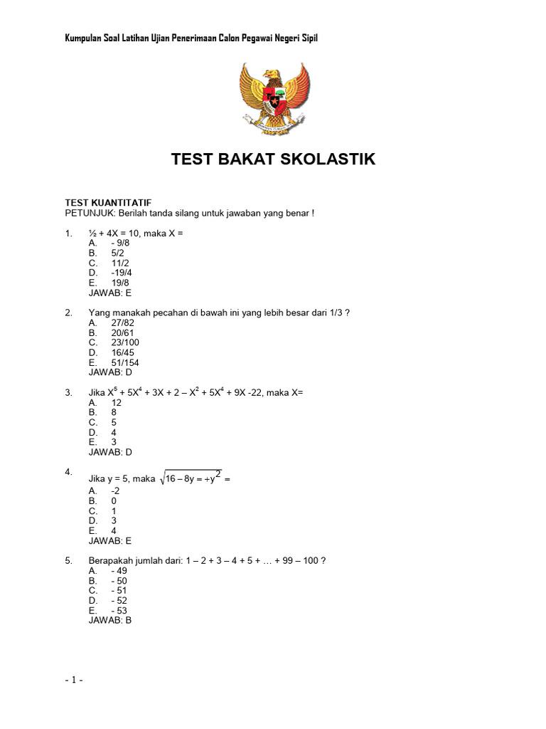 Test Bakat Skolastik | PDF