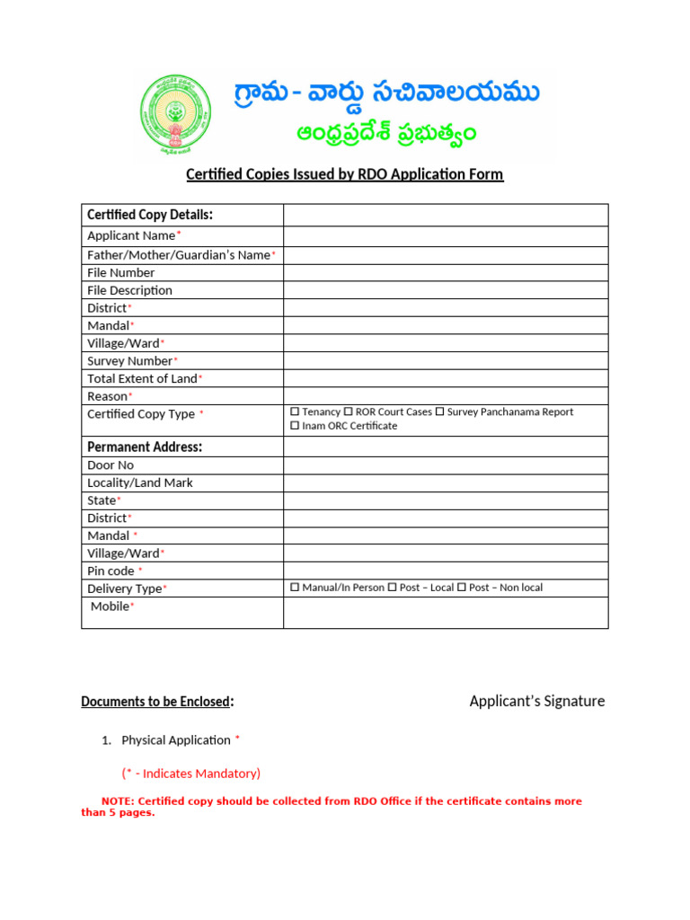 Certified Copies Issued by RDO | PDF