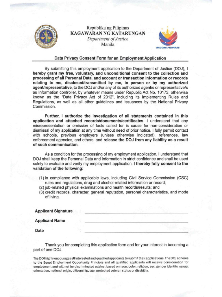 Data Privacy Consent - Form | PDF