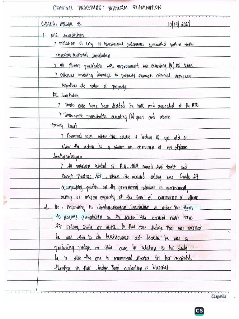 Calibo-Midterm Exam Crim Pro | PDF