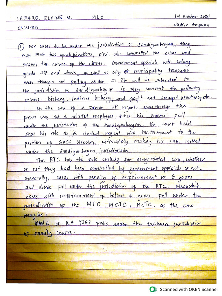 Lazaro Elaine Crim Pro Midterm | PDF