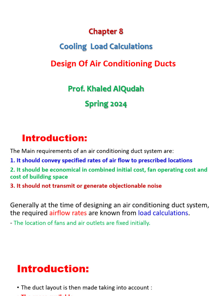 AE 332 HVAC-Chapter 8-Duct Design | PDF | Duct (Flow) | Flow Measurement