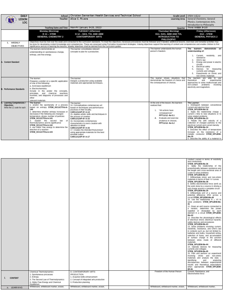 DLL Senior High Week 9 10 Chem&physics | PDF | Electrical Engineering ...