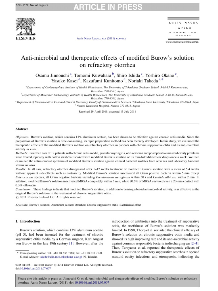 Anti-Microbial and Therapeutic Effects of Modified Burow's Solution ...
