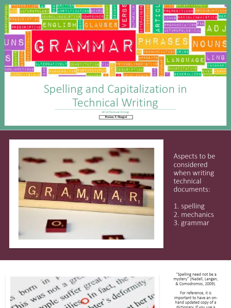 Grammar and Mechanics in Technical Writing Spelling Capitalization | PDF
