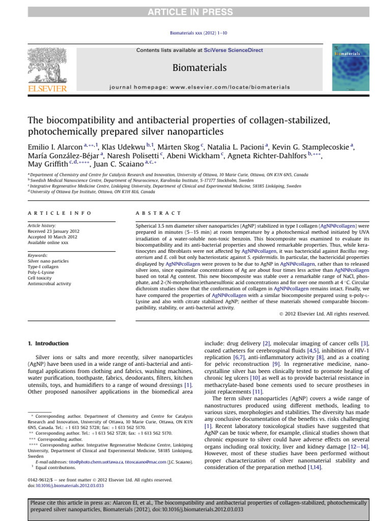 Alarcon - The Biocompatibility and Antibacterial Properties of Collagen ...