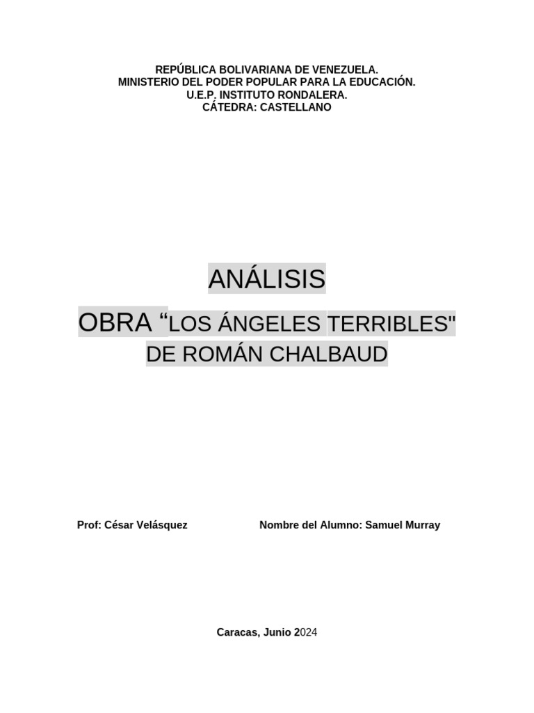 Obra Los Angeles Terribles Final Analisis | PDF | Pobreza | Pobreza e ...
