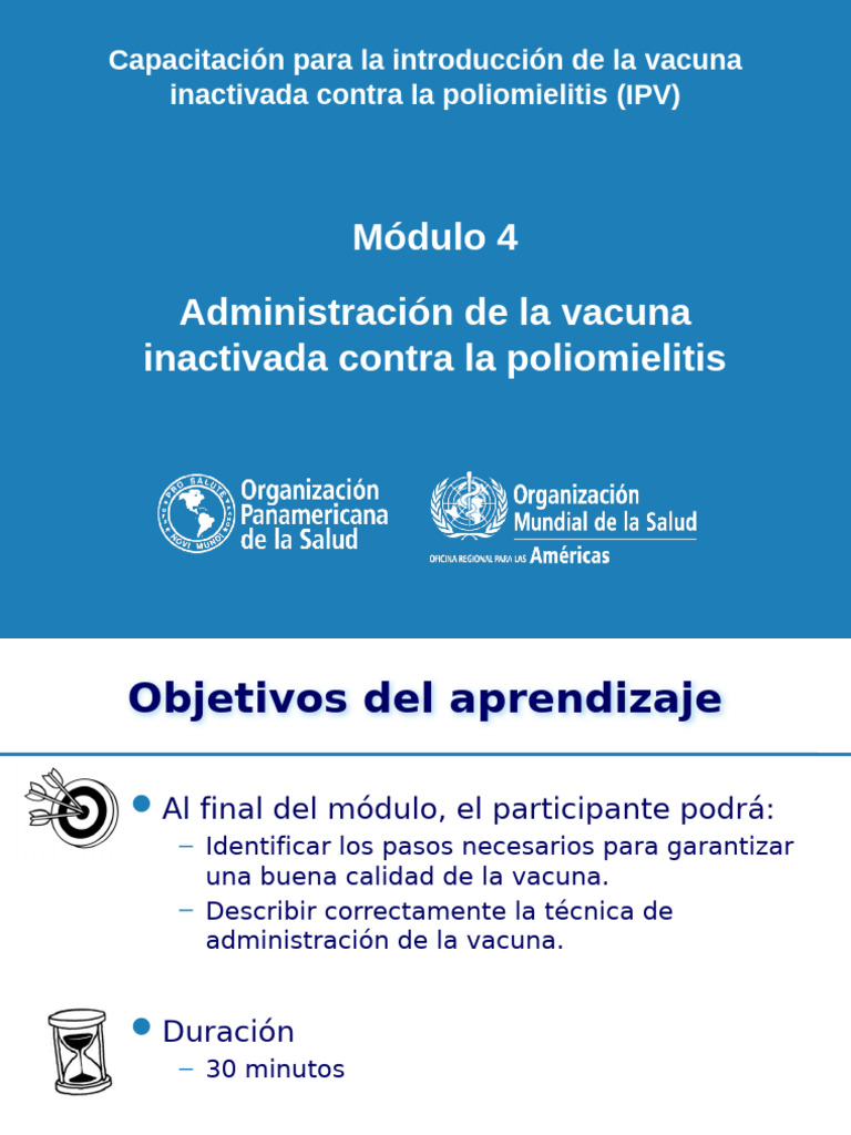 Polio IPV Training Module 4s | PDF | Inyección (medicina) | Salud pública