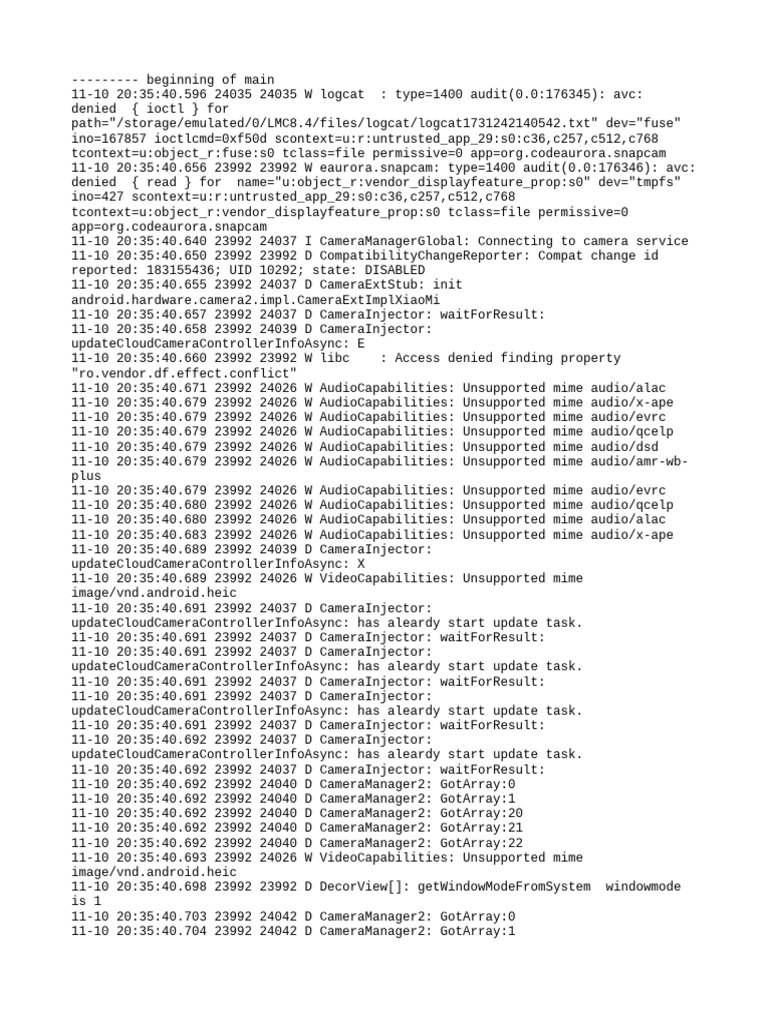 Camera Service Logcat Analysis | PDF | Operating System Technology | Computer Programming