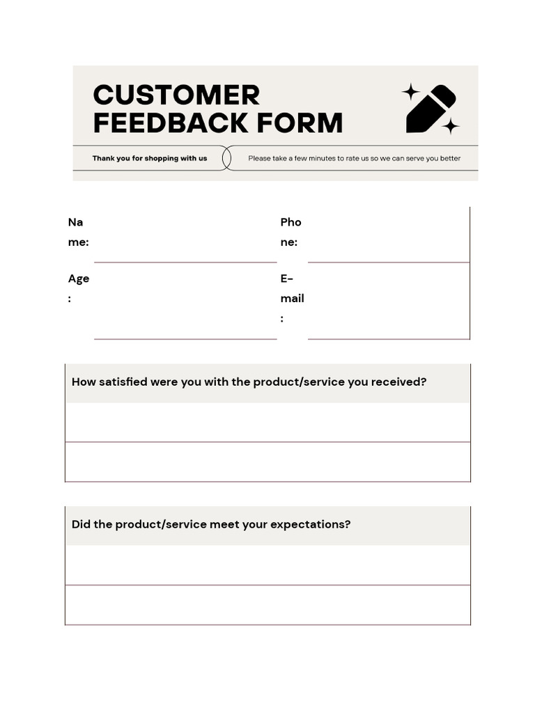 Customer Feedback Form | PDF