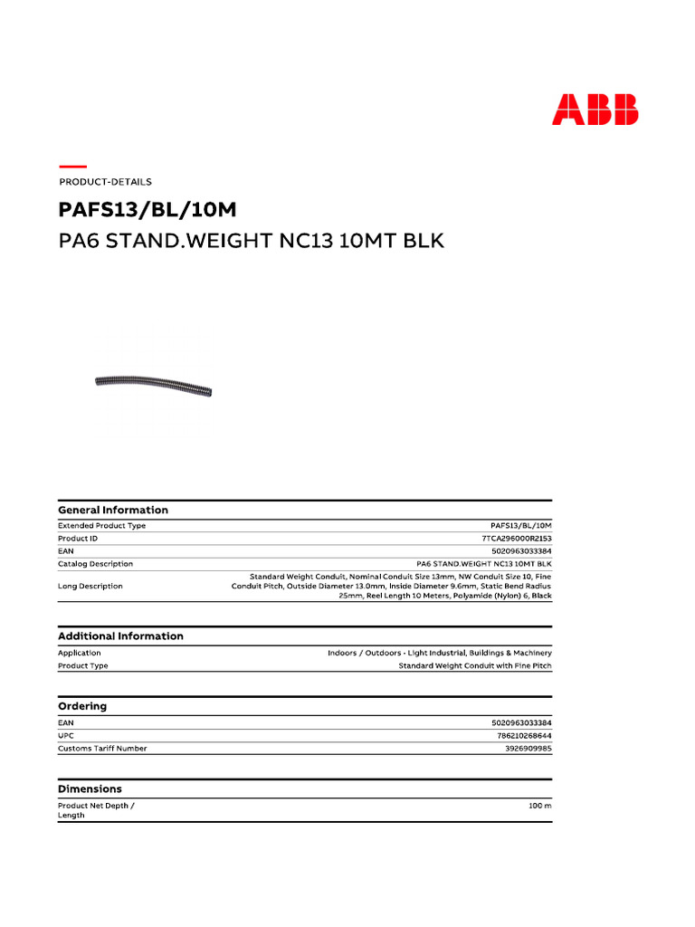 12mm Flex Conduit Data Sheet 31jul2024 | PDF