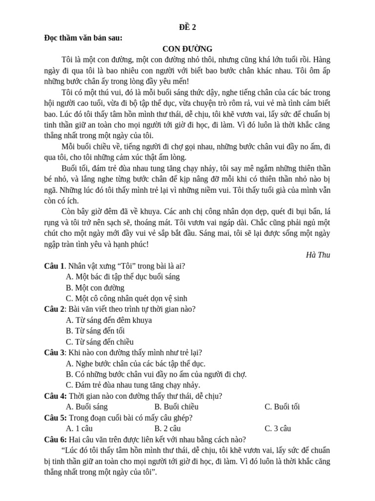 ĐỀ 2 - KÌ 2 - TV5 | PDF