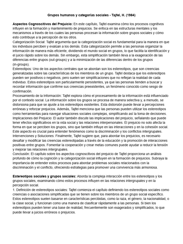 Textos Social I | PDF | Psicología Social | Prejuicios