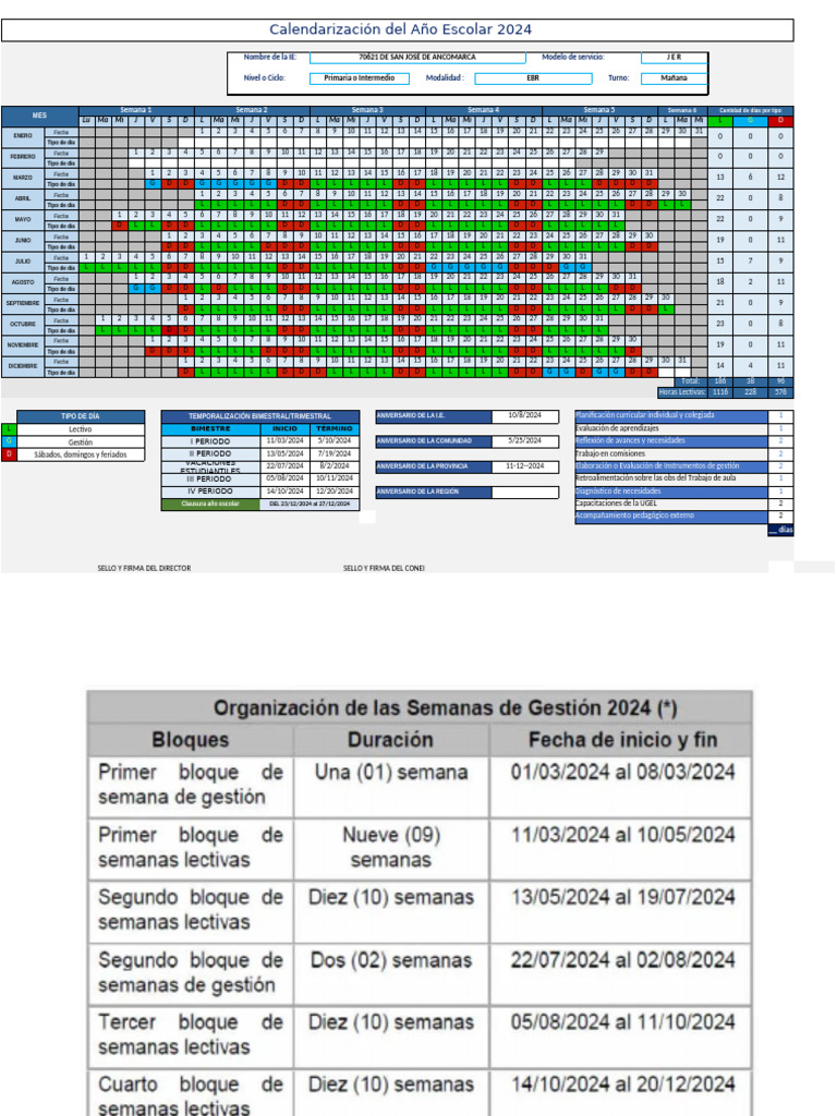 Calendarización Anual 2024 | PDF