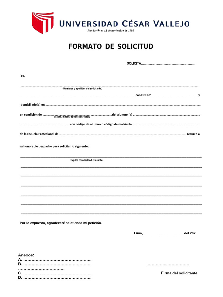 Formato SOLICITUD | PDF | Juegos y actividades