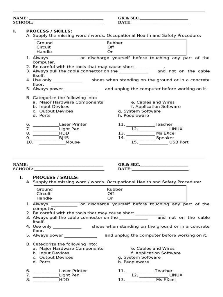 1st SUMMATIVE TEST IN ICT 8 | PDF | Computer Hardware | Information And ...