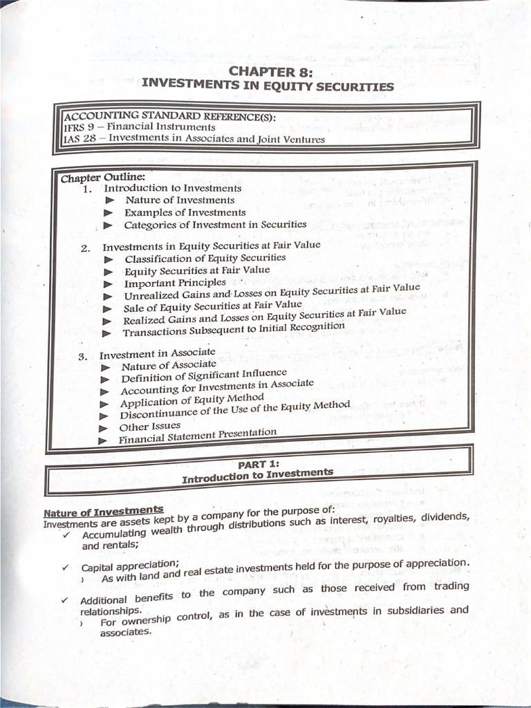 FAR1 Chap8 - Investments in Equity Securities | PDF