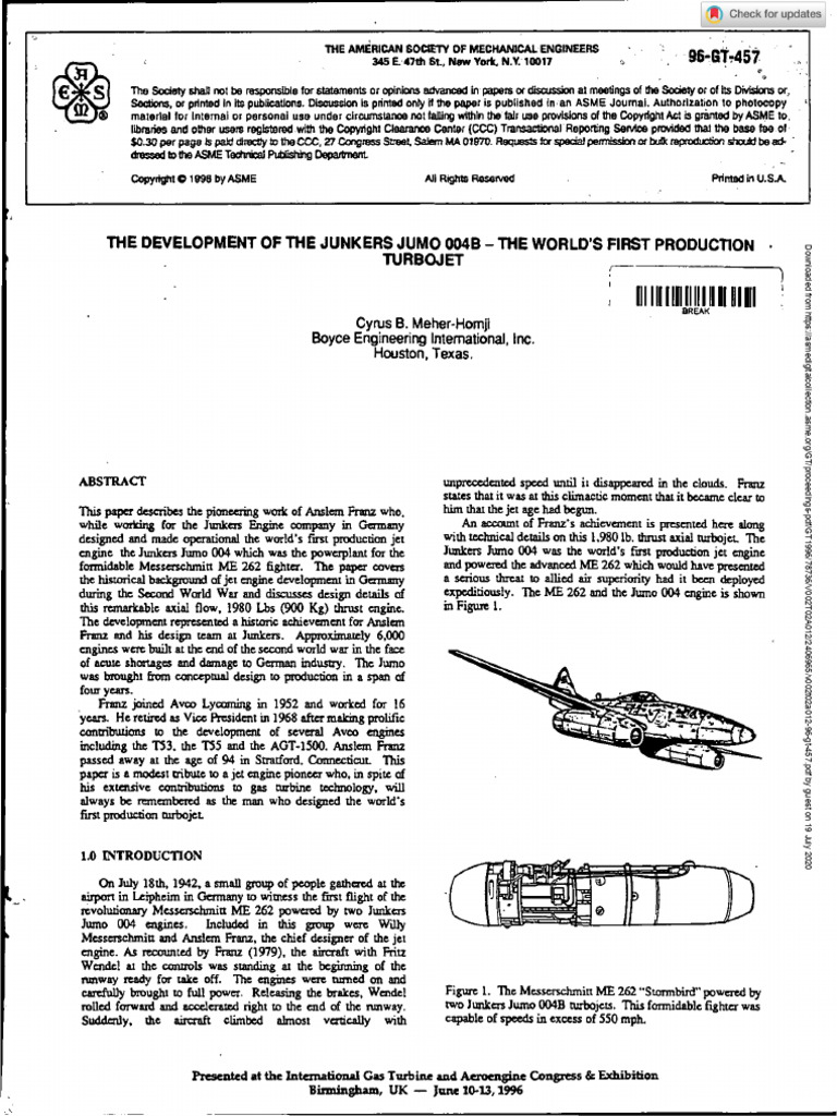 The Development of The Junkers Jumo 004B | PDF | Jet Engine | Engines