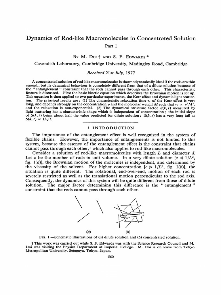 Dynamics Rod-Like Macromolecules Concentrated Solution: of in | PDF ...