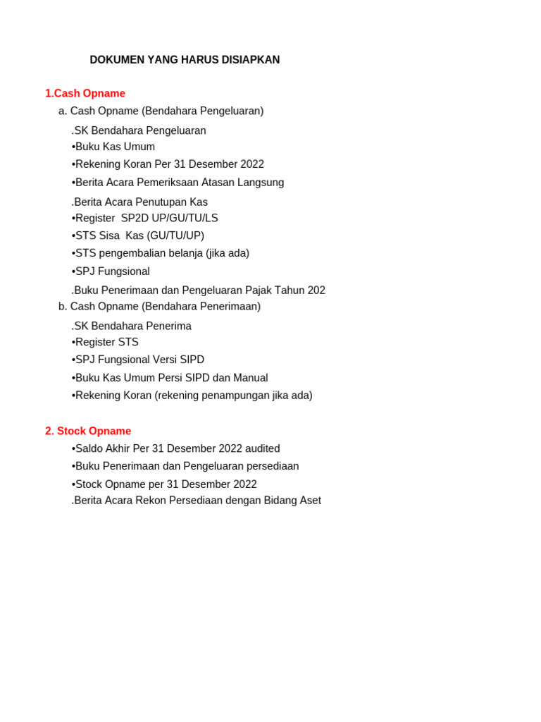 Form Kertas Kerja Pengujian Cash Dan Stock Opname - 2023 | PDF