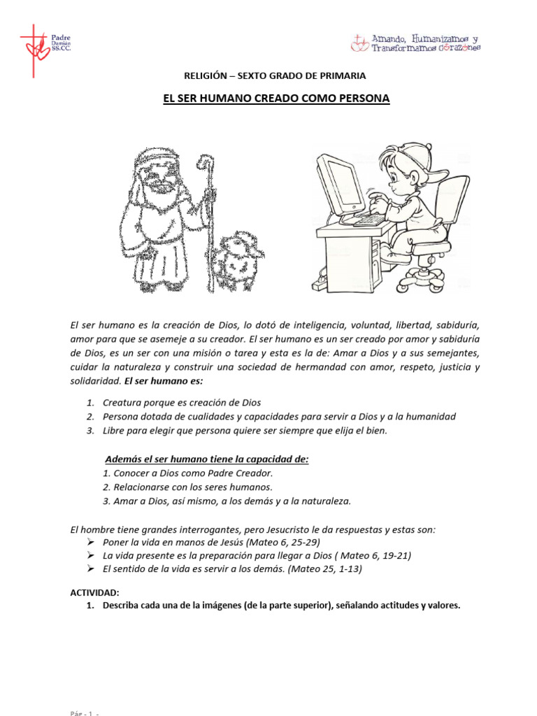 6to Fichas Religion - 01 | PDF | Amor | Dios