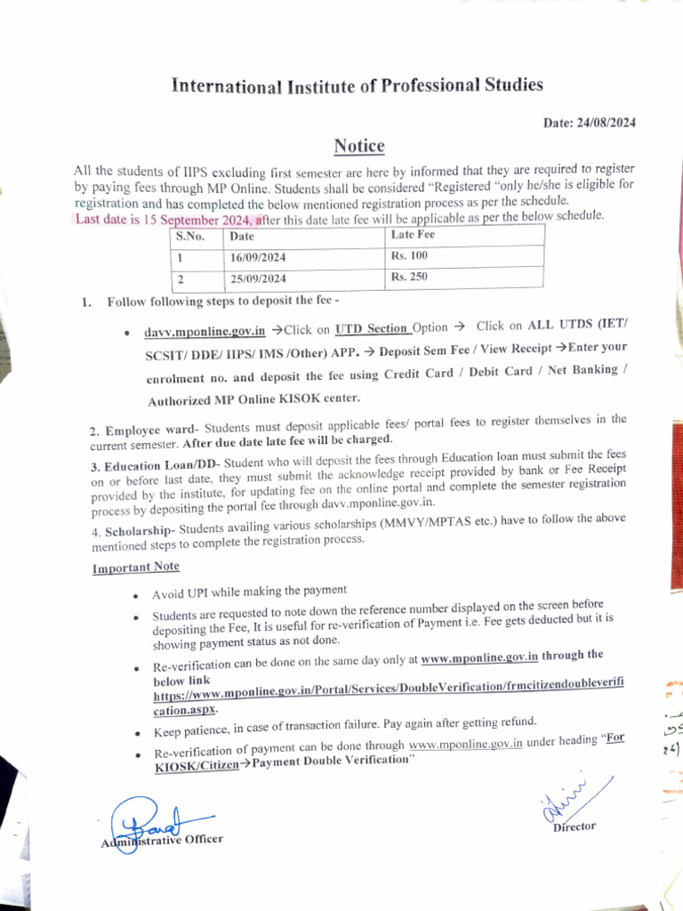 Fees Notice July Dec 2024 | PDF | Payments | Fee