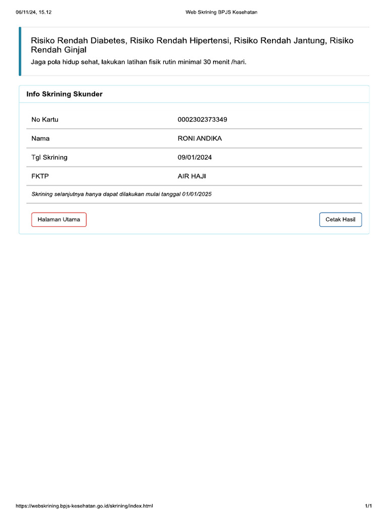Hasil Skrining | PDF