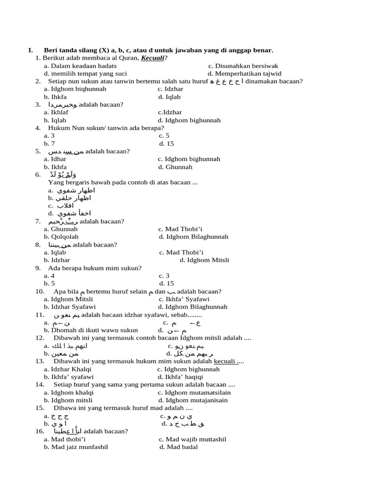 Soal BTA Kelas VII | PDF