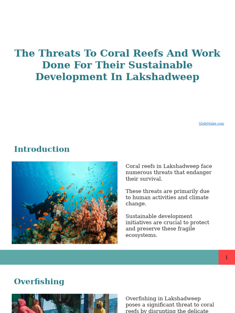 The Threats to Coral Reefs and Work Done for Their Sustainable Development in Lakshadweep (1 ...