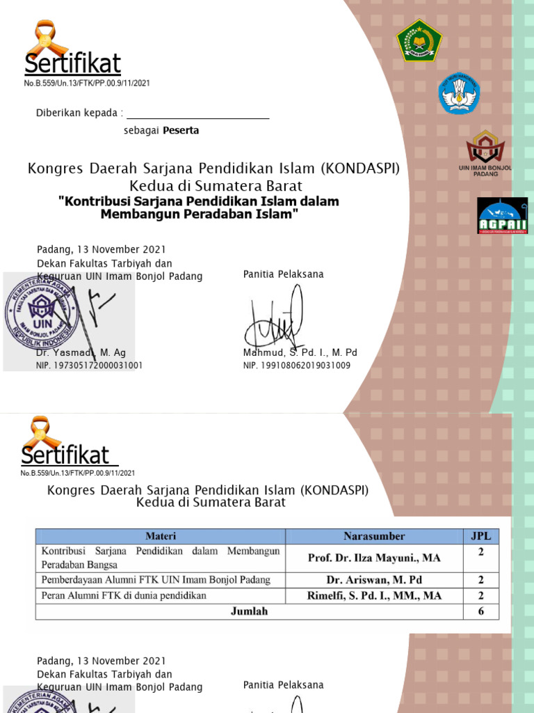 Sertifikat Roni 17 | PDF