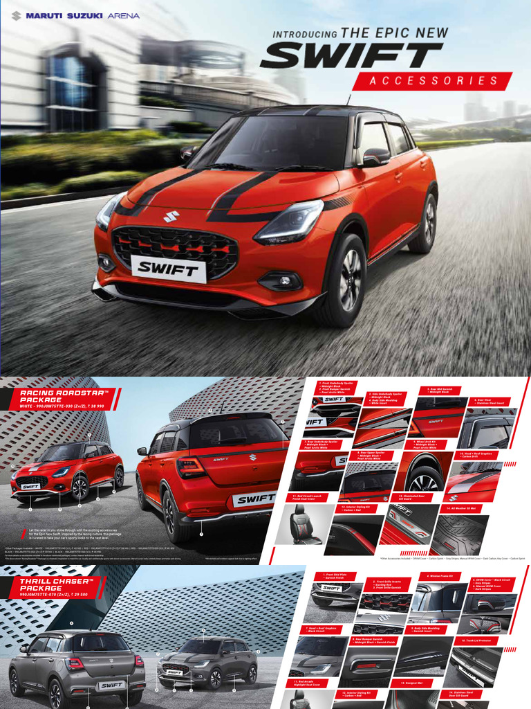 Epic New Swift Accessories Guide | PDF | Car Body Styles | Motor Vehicle