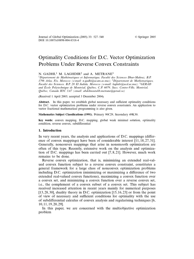 Gadhi - 2005 Optimality Conditions For D.C. Vector Optimization Prob ...