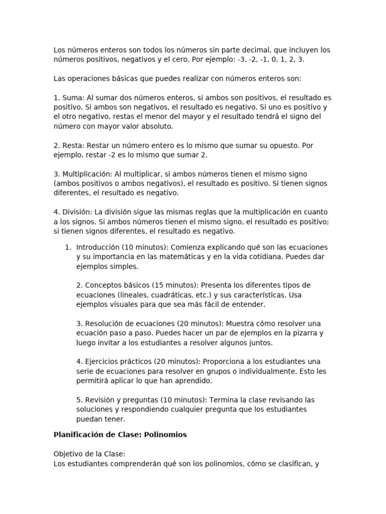 Los Números Enteros Son Todos Los Números Sin Parte Decimal | PDF ...