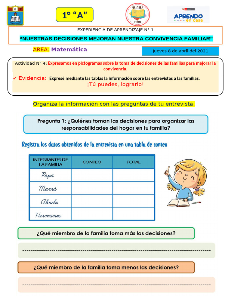 Expresamos en Pictogramas Cómo Toman Decisiones Las Familias para Mejorar La Convivencia. | PDF