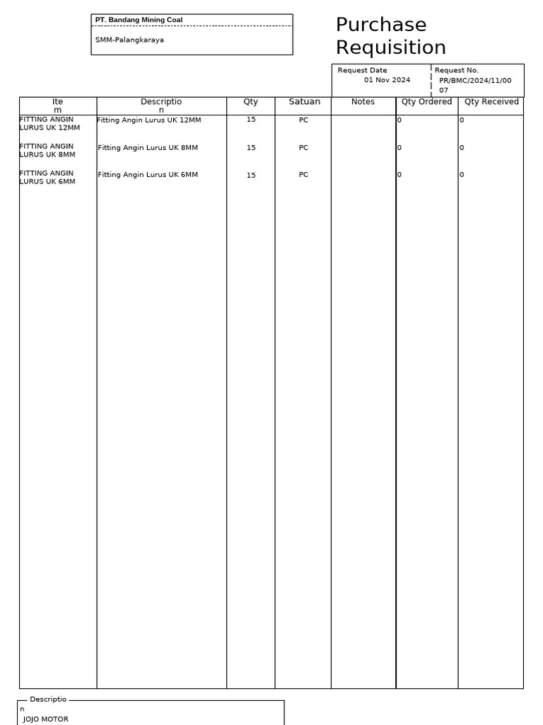 PR BMC-SMM 11-24-0007 - Jojo Motor | PDF